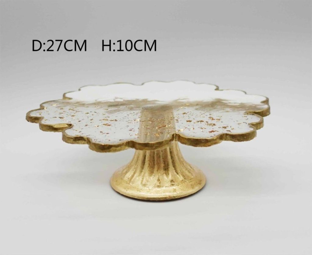 FLOWER CAKE STAND GOLD AND WHITE – DIVANO, SRL